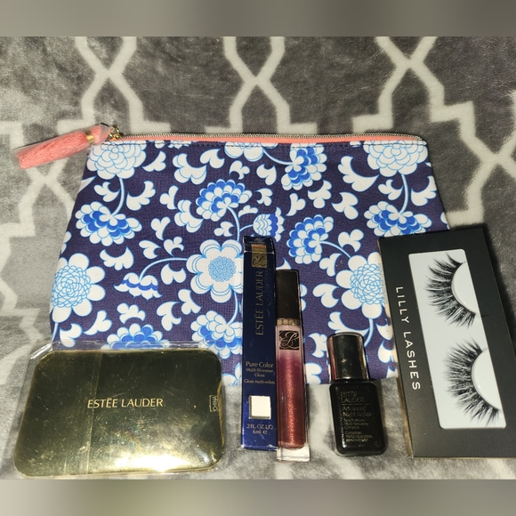 Estee Lauder | Makeup | Estee Lauder 5 Piece Blue Double Design Floral ...